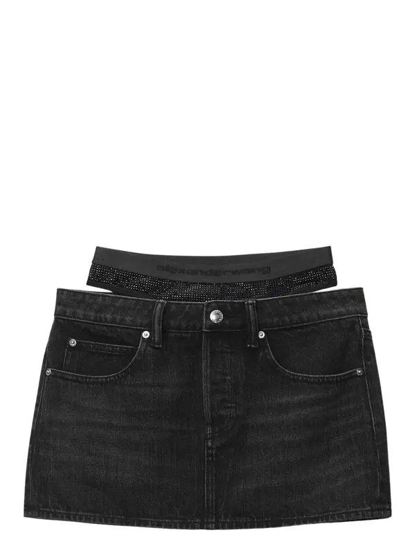Alexander Wang Layered Denim Mini Skirt - Dark