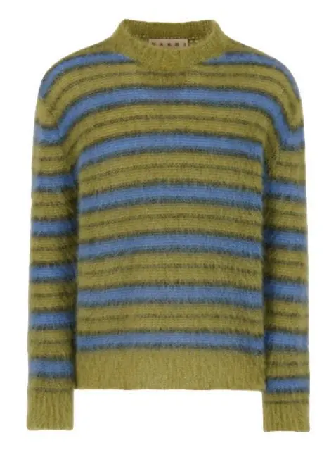 Marni Striped Brushed Mohair Blend Crewneck Jumper - Acid