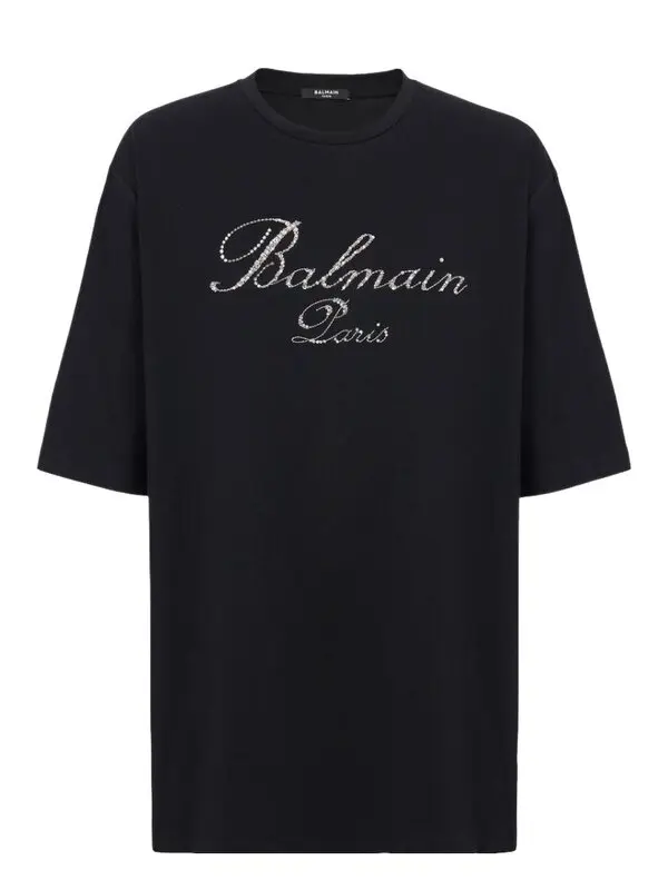 Balmain Logo Embellished Crewneck T-shirt - Black