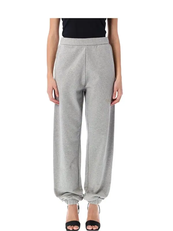 Attico Logo Printed Fleece Jogging Pants - Grey Melange