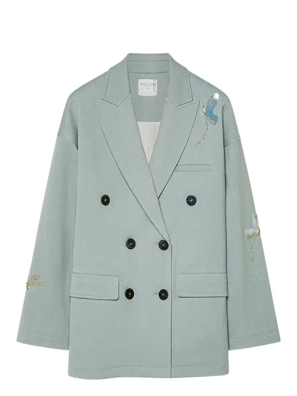 FORTE_FORTE Double Breasted Decorative Coat - Gray