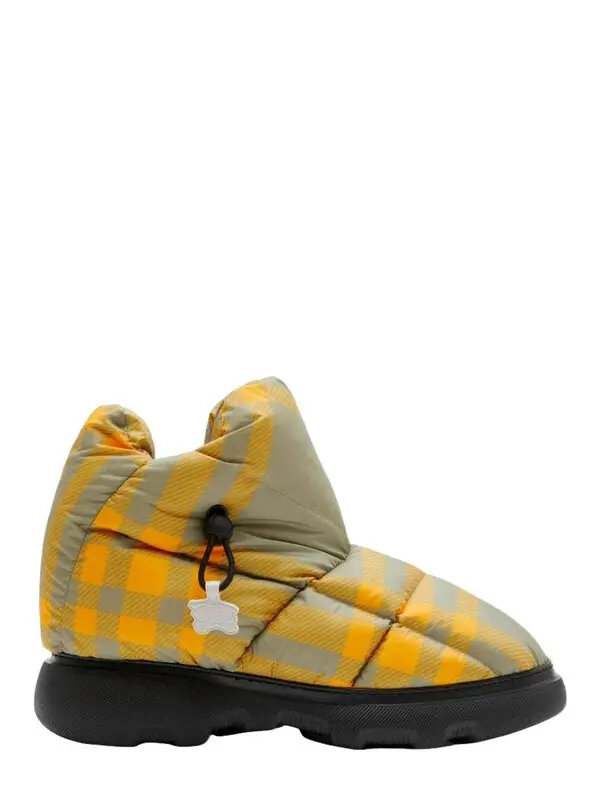 Burberry Check Pillow Drawstring Padded Ankle Boots - Multicolor