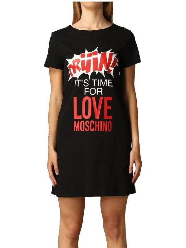 Moschino T-shirt Dress With Logo - Black