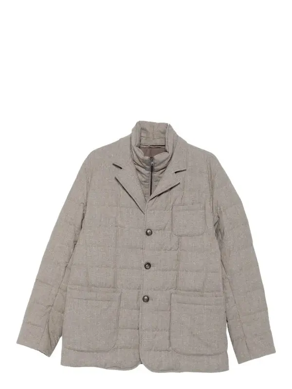 Herno Quilted Jacket With Zip-up Faux Two-piece Design - Gray