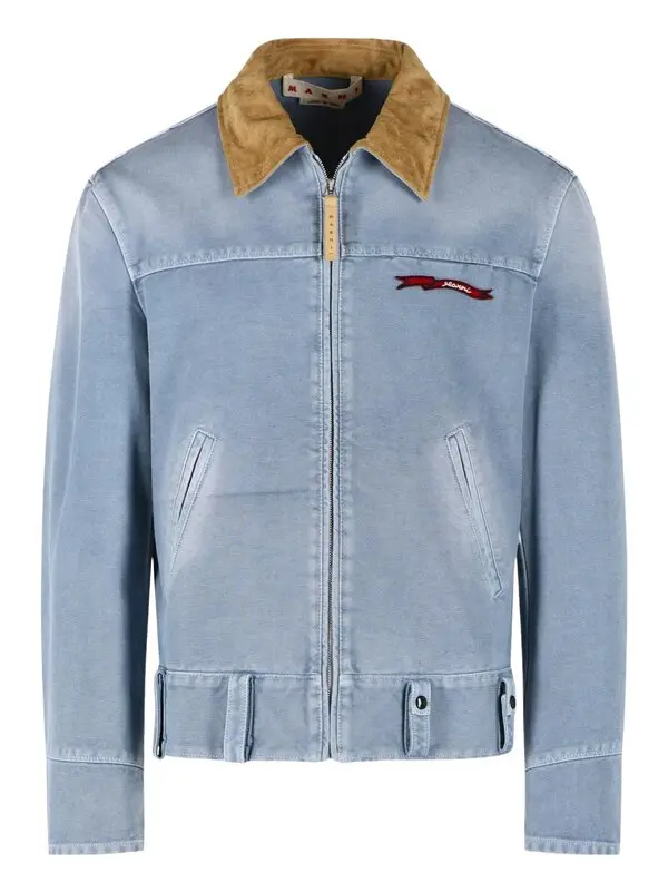 Marni Contrast Collar Zip Jacket - Light Blue