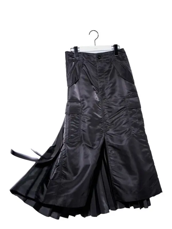Sacai Twill Skirt With Cargo Pockets And Pleated Detailing - Black