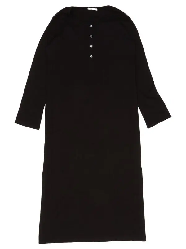 THE ROW Long Sleeve Round Neck Button-down Dress - Black