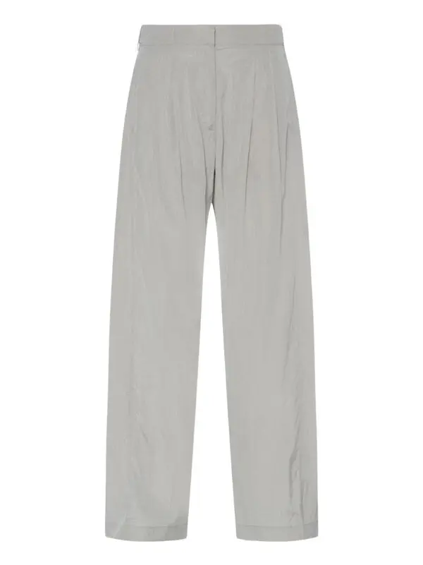 THE ROW Iven Crinkled Technical Silk Barrel Leg Pants - Smoky Grey