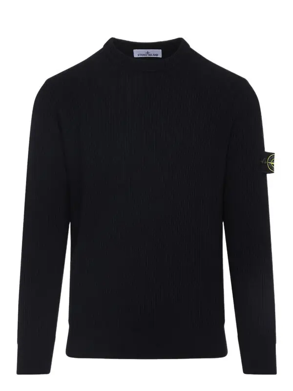 Stone Island Logo Patch Knitted Sweater - Blue