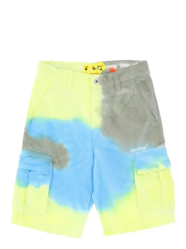 Off-White Tie-dye Cotton Cargo Shorts - Yellow