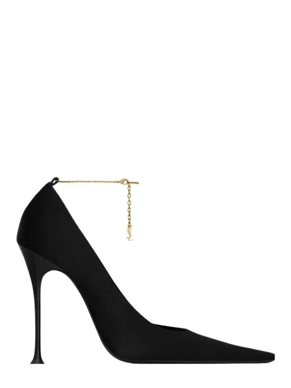 Saint Laurent Régine Pointed Toe Pumps With Adjustable Ankle Strap - Black