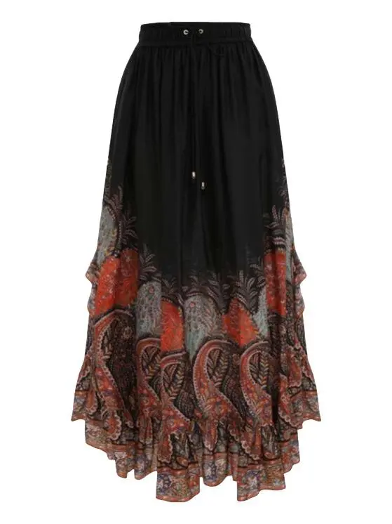 Zimmermann Rhiannon Ruffle Maxi Skirt - Black