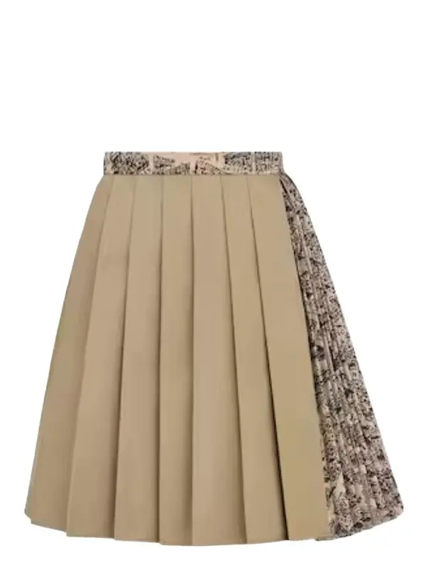 Dior Pleated Mini Skirt With Plan De Paris Pattern - Nude