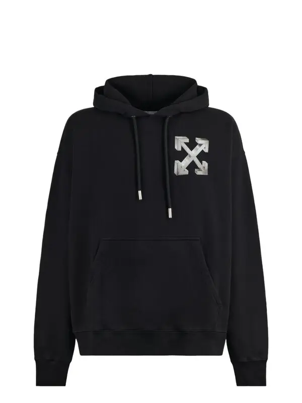 Off-White Logo Printed Drawstring Hoodie - Black