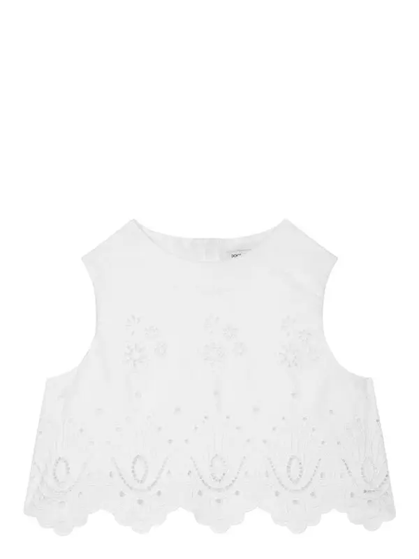 Dolce & Gabbana Embroidered Broderie Anglaise Sleeveless Top - White