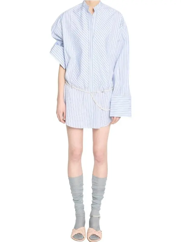 NACKIYE Striped Shirt Dress - Baby Blue Stripe