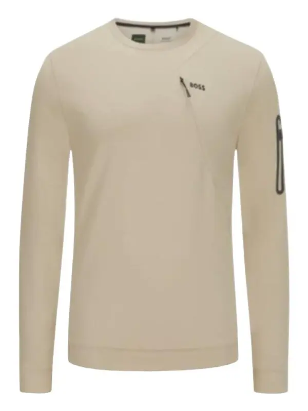 Hugo Boss Long-sleeved Sweater With Logo Detail - Nude