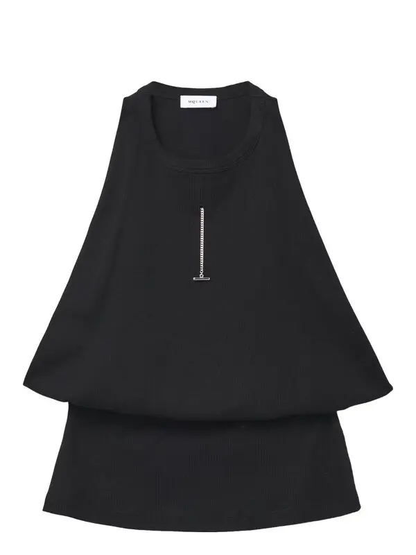Alexander McQueen Ribbed Tank Top With Chain Detail - Black