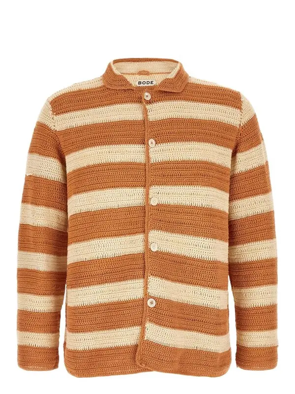 BODE Striped Knit Cardigan - Brown