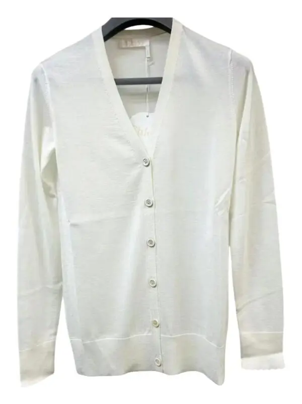 Chloé Long-sleeved V-neck Cardigan - White