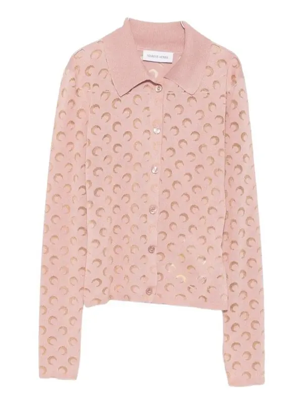 MARINE SERRE All Over Moon Pattern Cardigan - Pink