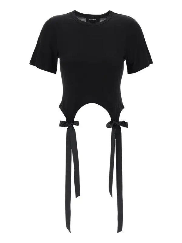 Simone Rocha Bow Detailed Crewneck T-shirt - Black