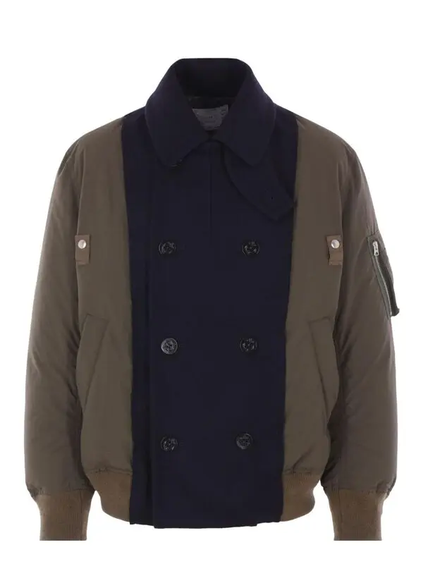 Sacai Double-breasted Anchor-button Coat - Black