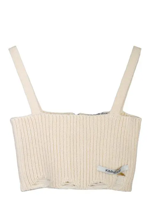 KIMHEKIM Ribbed Sling With U-neck And Zipper - Nude