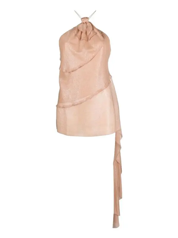 Victoria Beckham Halter Neck Top With Ruffled Details - Nude