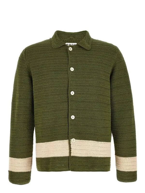 BODE Long-sleeved Knitted Cardigan - Green