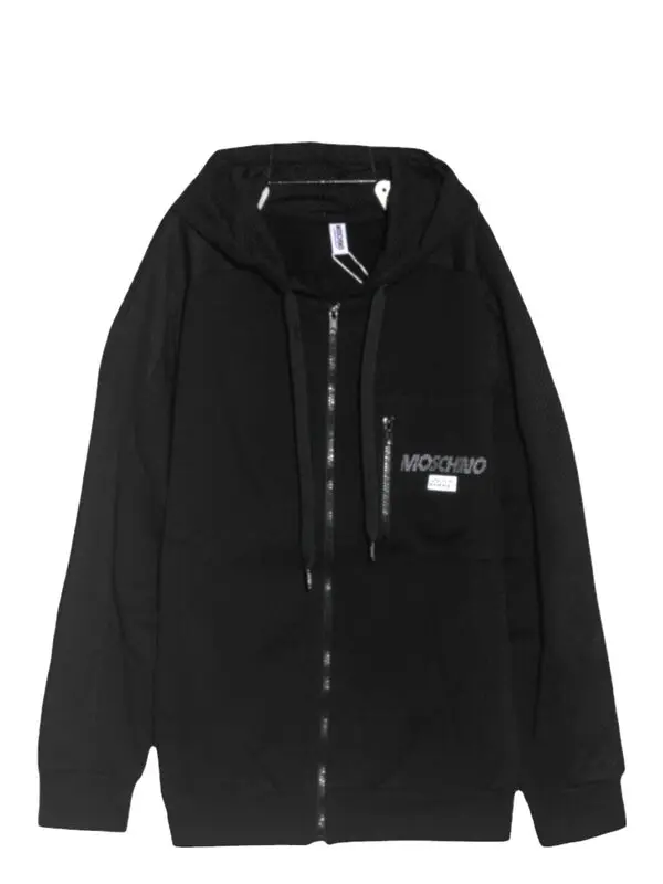 Moschino Long-sleeved Casual Jacket With Logo Emblem - Black