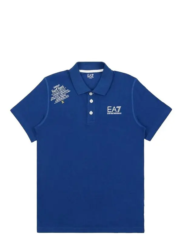 EA7 Logo Printed Polo Shirt - Blue