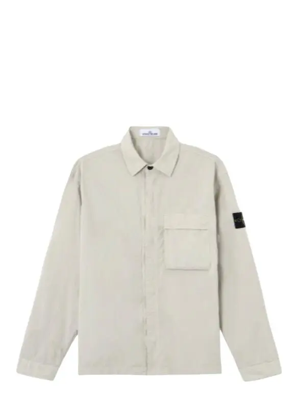 Stone Island Long Sleeve Jacket With Chest Pocket - Pearl Grey