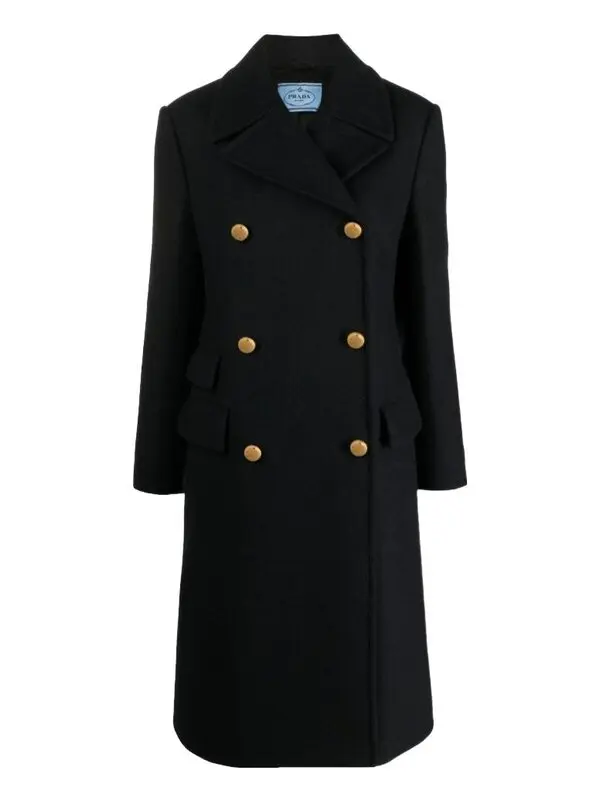 Prada Double-breasted Long Coat - Blue
