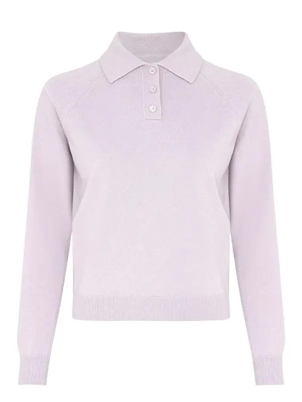 MAISON MARGIELA Long Sleeve Wool Polo Top - Purple