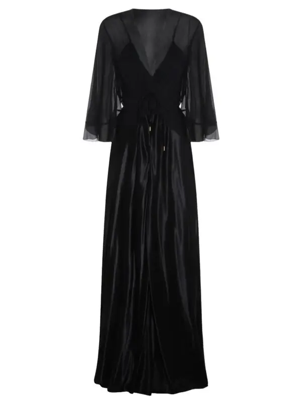 Alberta Ferretti Ruched V-neck Dress - Black