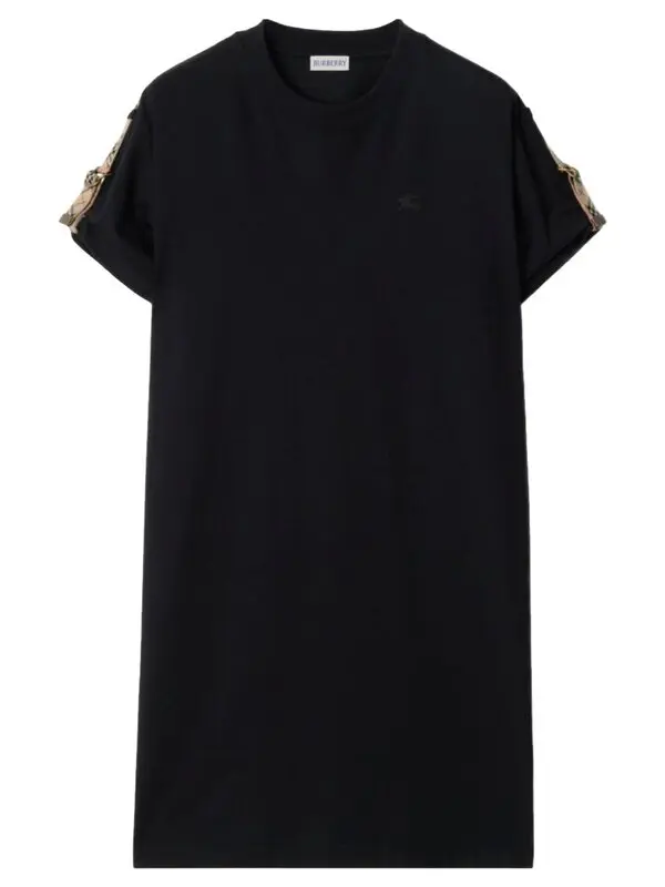 Burberry Logo Embroidered Crewneck T-shirt Dress - Black