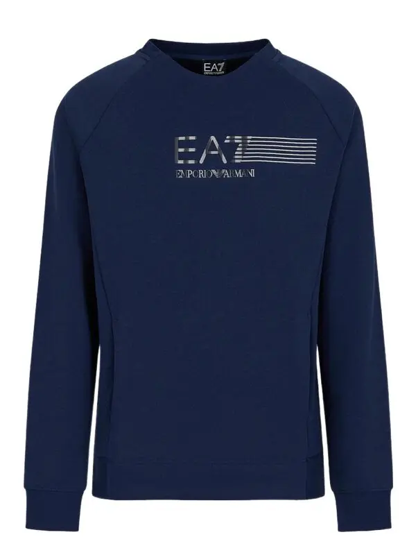 EA7 Logo Printed Crew Neck Sweater - Black