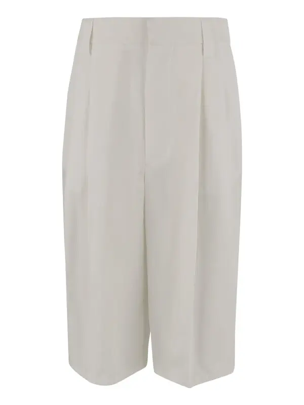 Carven Long Bermuda Shorts In Gabardine - White