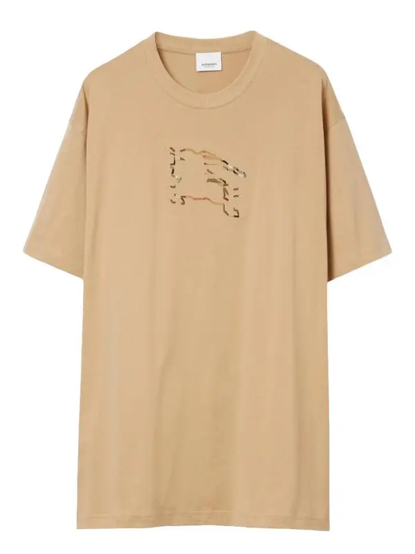 Burberry Logo Printed Crewneck T-shirt - Brown