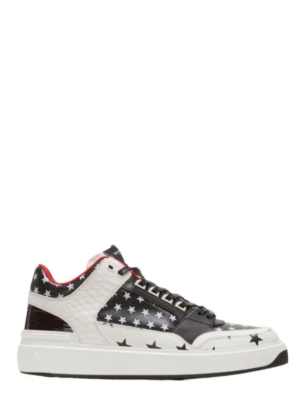 Balmain B Court Star Printed Mid Top Sneakers - White