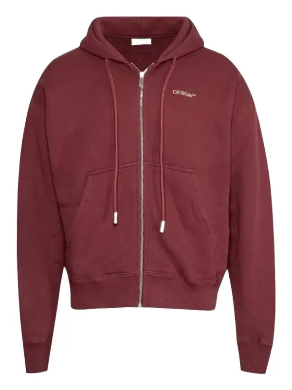 Off-White Zip-up Moon Arrow Skate-print Hoodie - Red