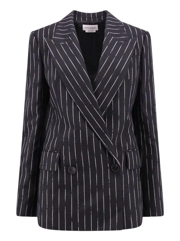 Alexander McQueen Double-breasted Striped Blazer - Black