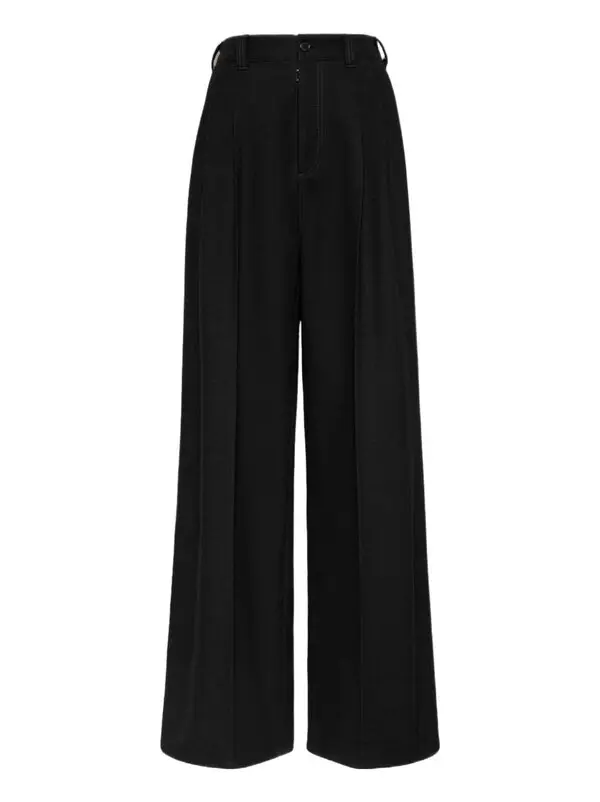 MAISON MARGIELA Logo Stitched Wide-leg Trousers - Black