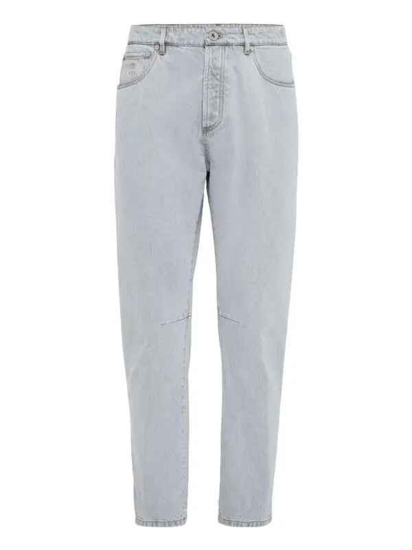 Brunello Cucinelli Slim Fit Jeans With Logo Detail - Gray