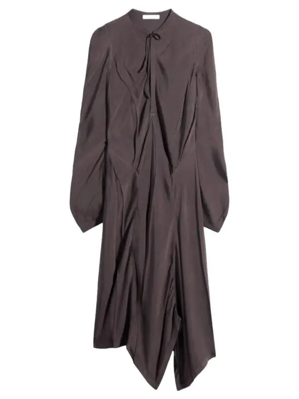 LEMAIRE Crinkled Viscose Twill Bias-cut Dress - Bright Brown