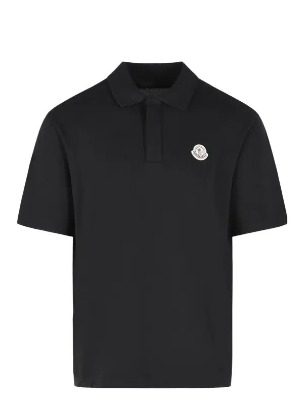 Moncler Logo Patch Short-sleeved Polo Shirt - Black