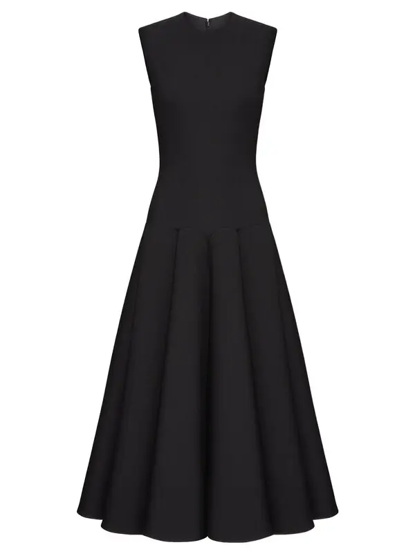 Valentino Garavani Sleeveless Crewneck Dress With Pleats - Black