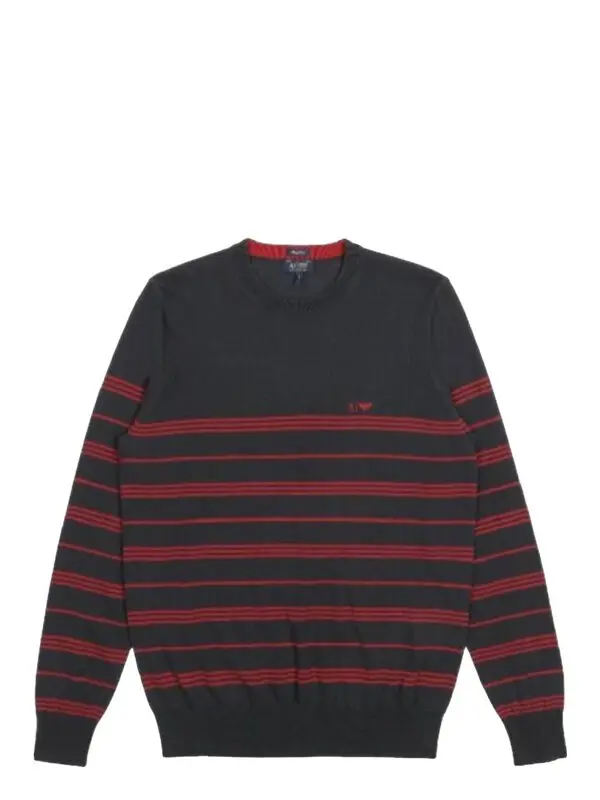 Emporio Armani Striped Pullover Sweater - Black