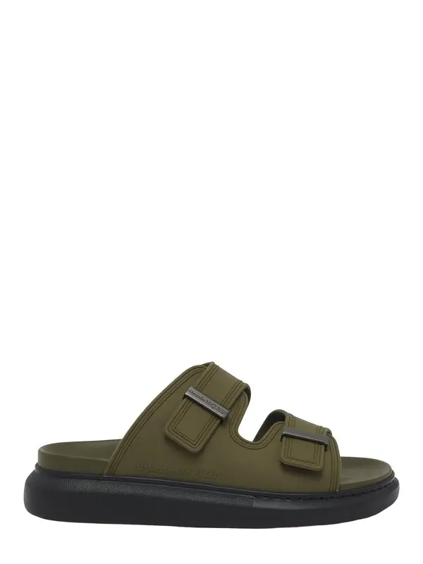 Alexander McQueen Hybrid Slip-on Slides With Embossed Signature - Khaki And Black